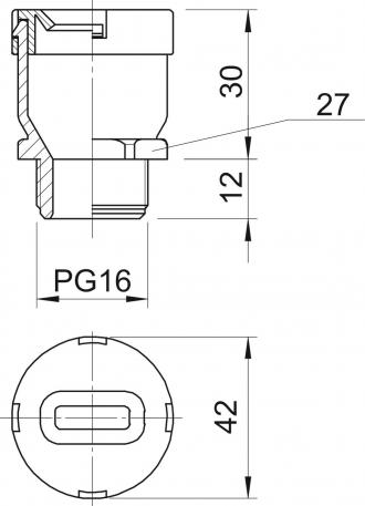 Flat cable threaded connection, PG thread Pg 16, stone grey | OBO
