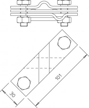 Diagonal connector with intermediate plate, for A2 round conductor | OBO