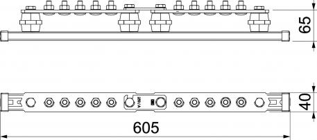 Equipotential busbar for flexible wall mounting with separation point ...
