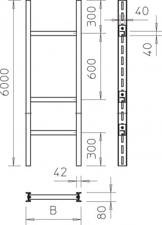Industrial vertical cable ladder, 6 m W40 | OBO