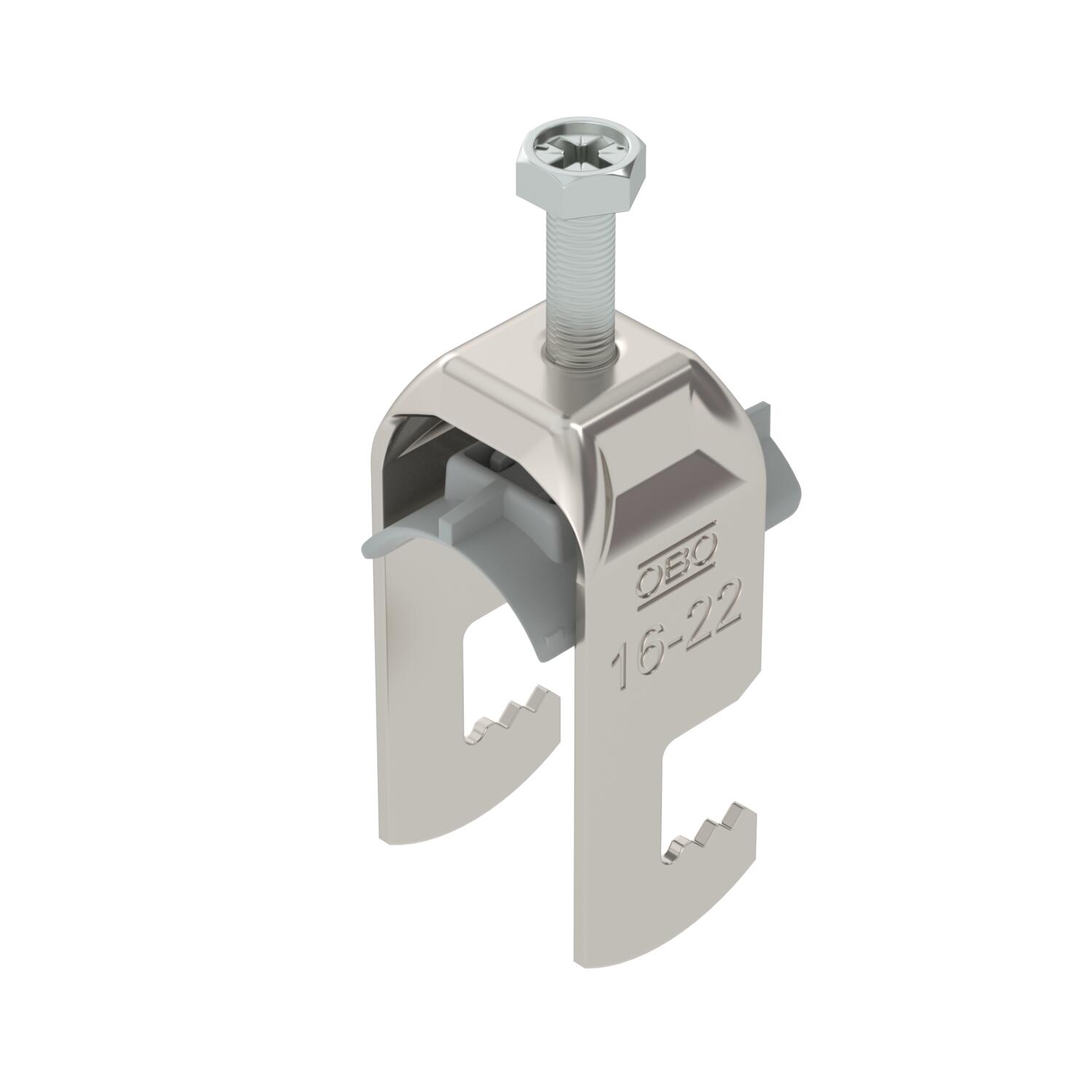 Clamp clip 2056, F-foot, single, plastic pressure trough, A2 | OBO