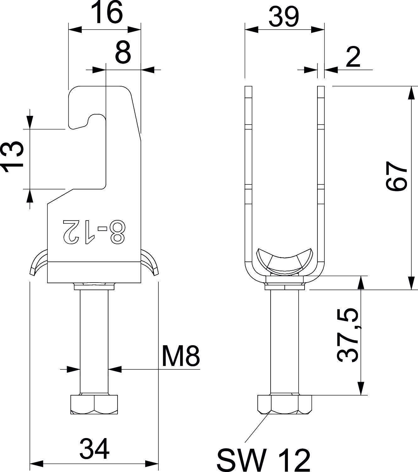 Clamp clip, single, A4 metal pressure trough | OBO