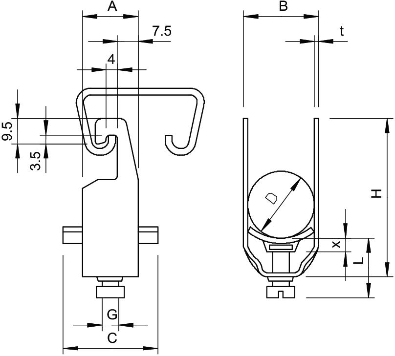 Clamp clip, single, ALU plastic pressure trough | OBO