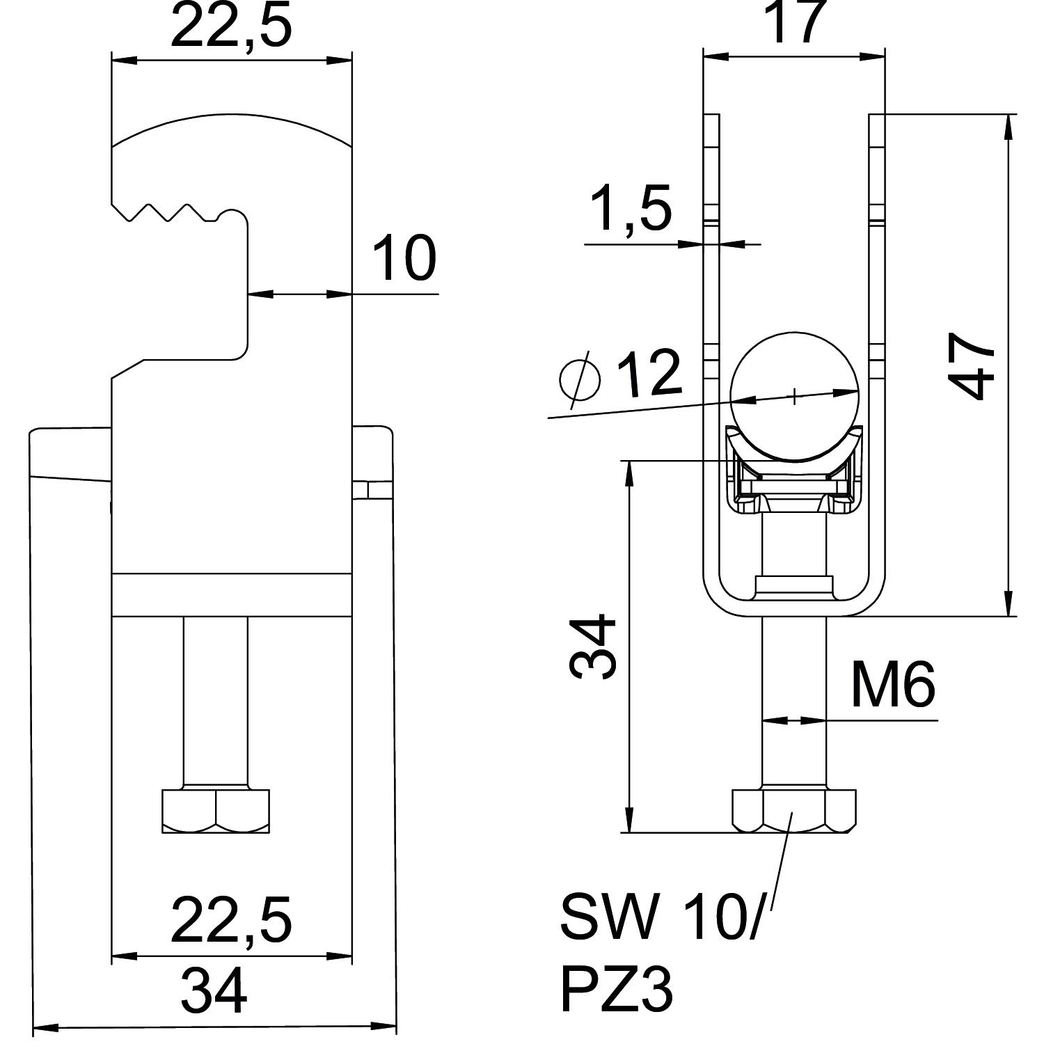 Clamp clip 2056, F-foot, single, plastic pressure trough, A2 | OBO