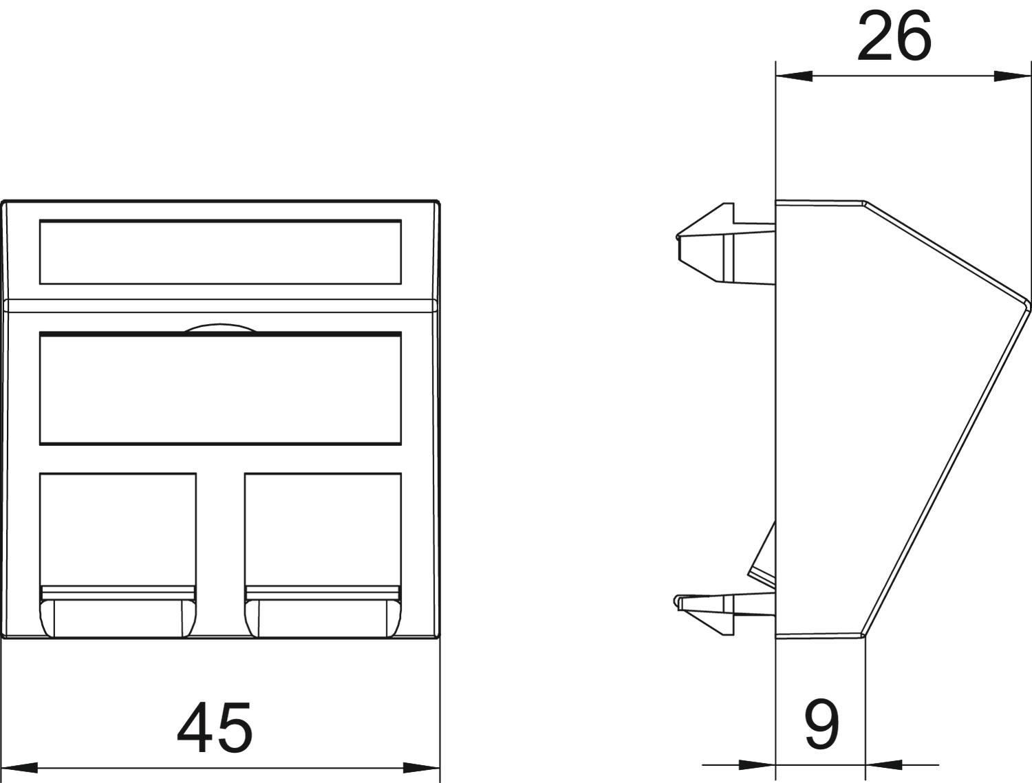 Data Technology Support 1 Module Slanting Outlet Type C Obo